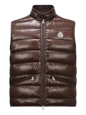 Moncler Zip-up Padded Gilet - Brown