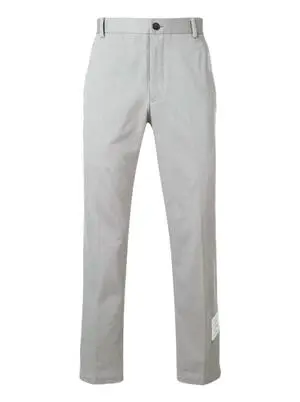 Thom Browne Straight Leg Logo Casual Pants - Light Gray