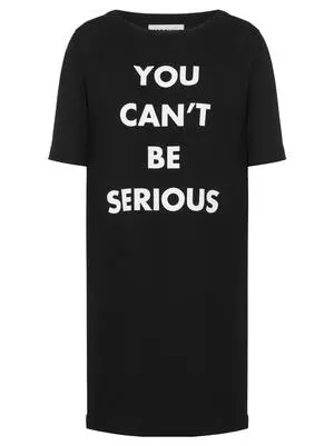 Moschino Text Print Round Neck Short Sleeve Dress - Black