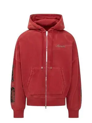 Amiri Crystal Logo Zip-up Hoodie - Red