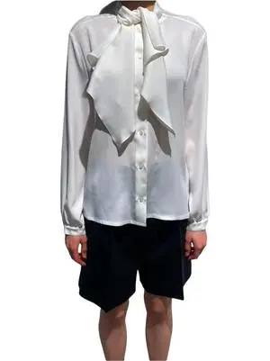 Max Mara Long-sleeved Shirt With Tie Neckline - Gray