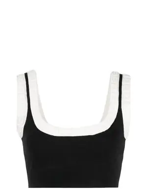 Alexander Wang Logo Jacquard Trim Cropped Top - Black