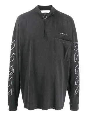 Off-White Zipper Collar Long-sleeved T-shirt - Black
