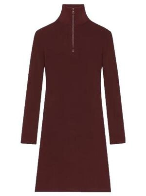 COURREGES Zipper-front Long Sleeve Dress - Brown