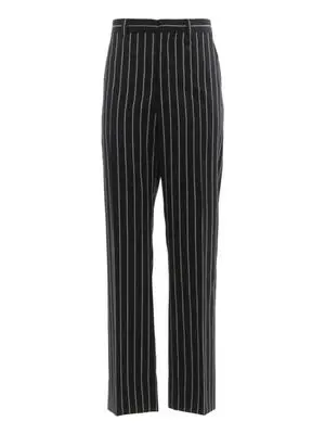 Burberry Pinstripe Twill Casual Trousers - Black