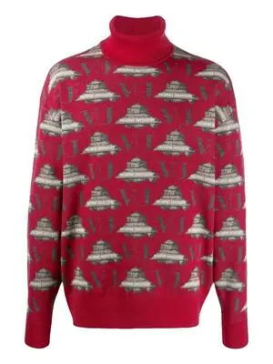 Undercover Limited Edition High-necked Wool Pullover - Red