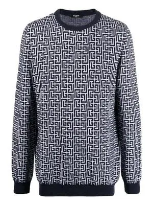 Balmain Printed Long Sleeve Jumper - Black