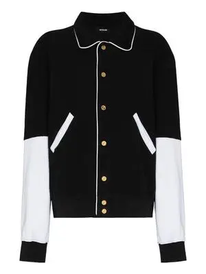 We11Done Logo Print Varsity Bomber Jacket - Black