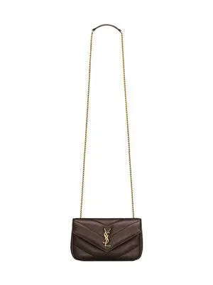 Saint Laurent Loulou Mini Quilted Lambskin Shoulder Bag - Deep Mountain Walnut