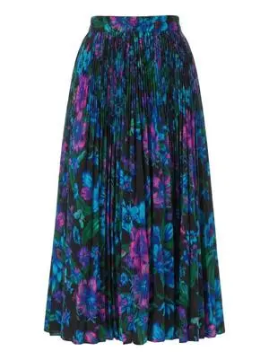 Gucci Printed Silk Crêpe De Chine Pleated Midi Skirt - Multi-color
