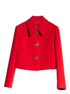 Gucci Crêpe Wool Jacket With Double G Button - Red