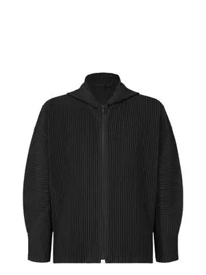 Issey Miyake Pleated Zip-up Hoodie - Black