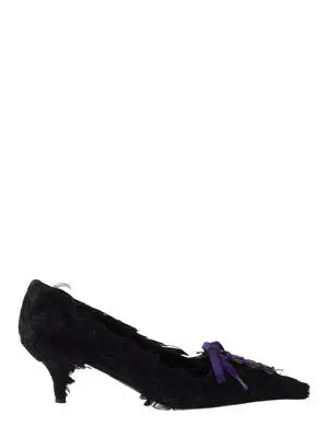 Prada Feather-embellished Satin Pumps - Black