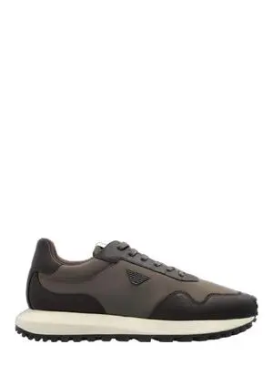 Emporio Armani Lace Up Sneakers With Eagle Detail - Black