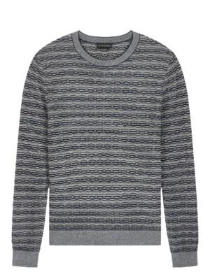 Emporio Armani Striped Crew Neck Pullover - Navy Blue