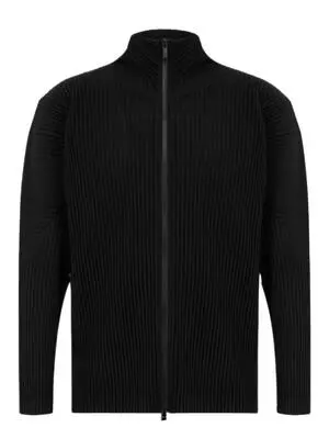 Issey Miyake Pleated High Neck Cardigan - Black