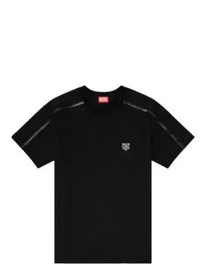 DIESEL® T-shirt With Contrast Trims And Logo Patch - Black