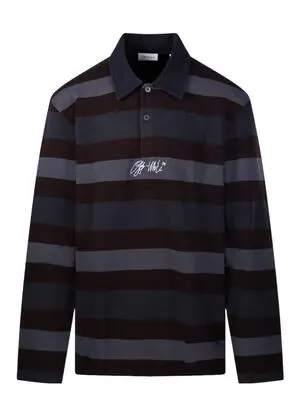 Off-White Striped Long-sleeved Polo Shirt - Multicolor
