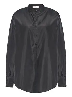 THE ROW Lula Mandarin-collar Silk Shirt - Black