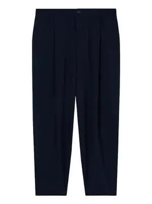 Giorgio Armani Giorgio Armani Pleated Elastic-Waist Trousers Deep Navy Blue
