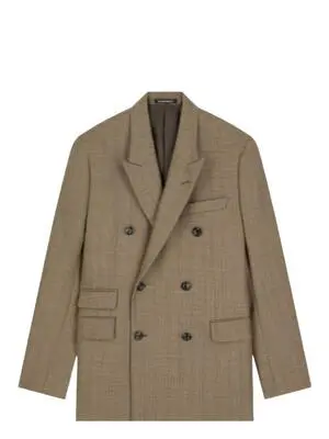 Emporio Armani Lined Blazer In Herringbone Virgin Wool - Light Brown