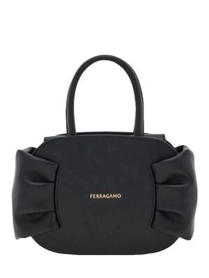 FERRAGAMO Salvatore Ferragamo Black Calfskin Bow Minibag Black