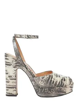 FENDI Fendi Parchment And Black Printed Calfskin Platform Sandals