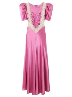 RODARTE Embroidered Lace Maxi Dress - Pink