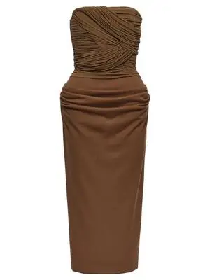 Magda Butrym Strapless Draped Corset Dress - Brown