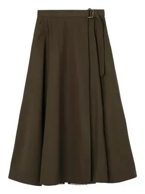 Burberry Wool Twill Midi Skirt - Bright Caper