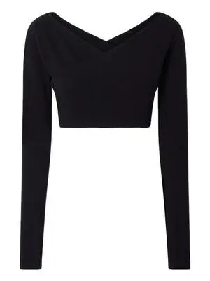 ALAÏA Alaia Cotton-Blend Stretch-Crepe Cropped Top