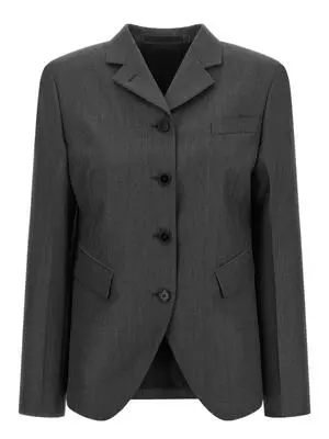 JIL SANDER Single-breasted Blazer With Asymmetrical Hem - Gray