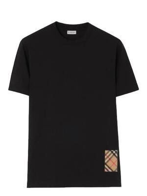 Burberry Check Label Cotton T-shirt - Black