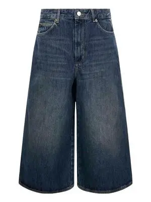 Soeur Faded Detail Denim Culottes - Blue