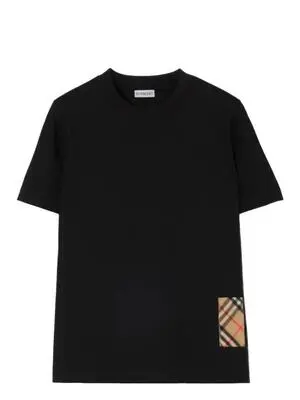 Burberry Check Patch Cotton T-shirt - Black