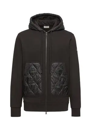 Moncler Diamond Quilted Cotton Blend Zip-up Hoodie - Black