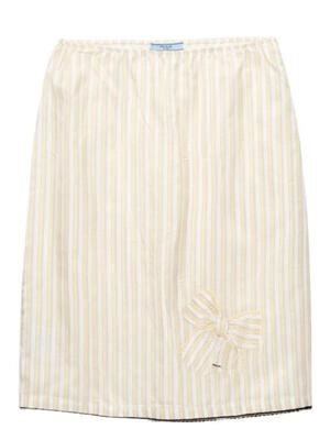 Prada Striped Skirt With Appliqué Bow - Yellow