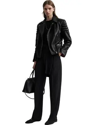 TOTEME Leather Biker Jacket - Black
