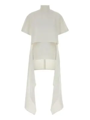 Alaïa Asymmetrical Hemline Jersey Top - White
