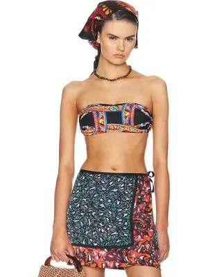 Dolce & Gabbana Organzino Pes Carretto Print Tube Top - Nero