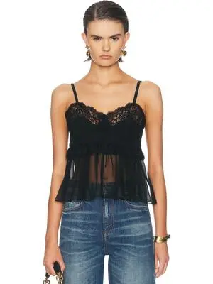 Chloé Sheer Lace Cami Top - Black