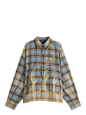 Amiri Ma Quad Flames Flannel Shirt - Blue