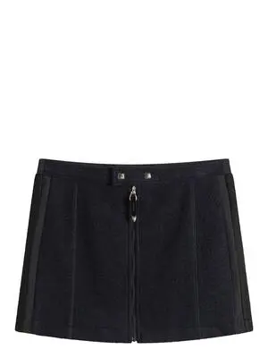 Toga Wool Jersey Skirt With Contrast Panels - Navy