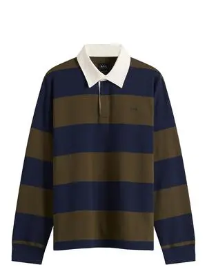 A.p.c. Isaac Block Stripe Rugby Shirt - Dark Navy