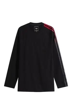 Y3 Oversized Gradient Stripes Long Sleeve T-shirt - Black