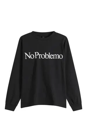 NO PROBLEMO Long Sleeve T-shirt With Serif Logo - Black