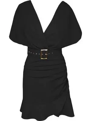 ALINA CERNATESCU Esma Mini Ruffle Cocktail Dress - Black
