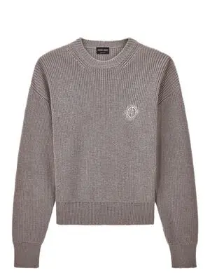 Giorgio Armani Virgin Wool Half Cardigan Stitch Sweater - Beige