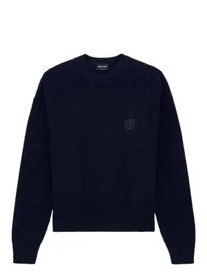 Giorgio Armani Virgin Wool Half Cardigan Stitch Sweater - Black