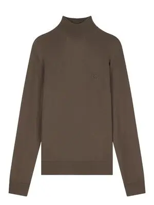 Giorgio Armani Slim-fit Virgin Wool Turtle Neck Sweater - Brown